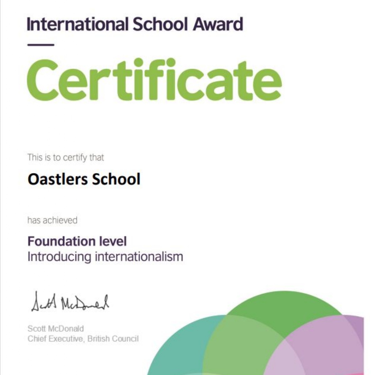 Oastlers School - International School Award